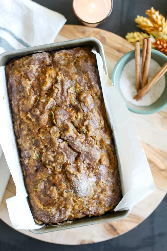 Pumpkin Zucchini Bread with Cinnamon Sugar Crunch Top - Mozie