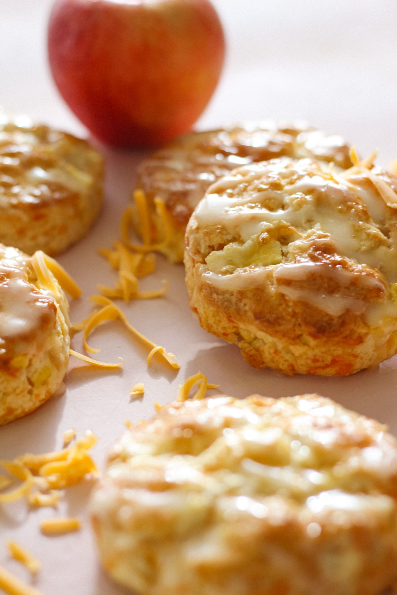 Apple Cheddar Scones with Honey Glaze - Mozie