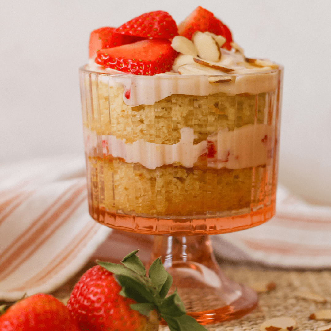 Mini Vanilla Almond Cake Parfaits with Strawberry Cream Cheese Frosting ...