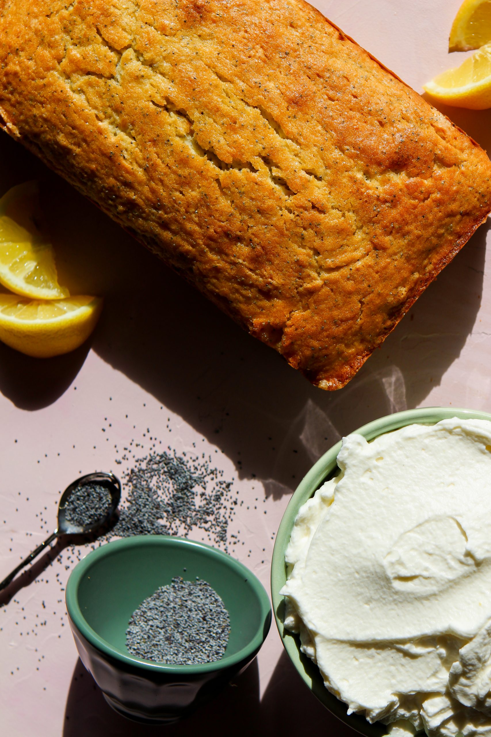 Ginger Lemon Poppy Seed Loaf with Whipped Lemon Frosting - Mozie