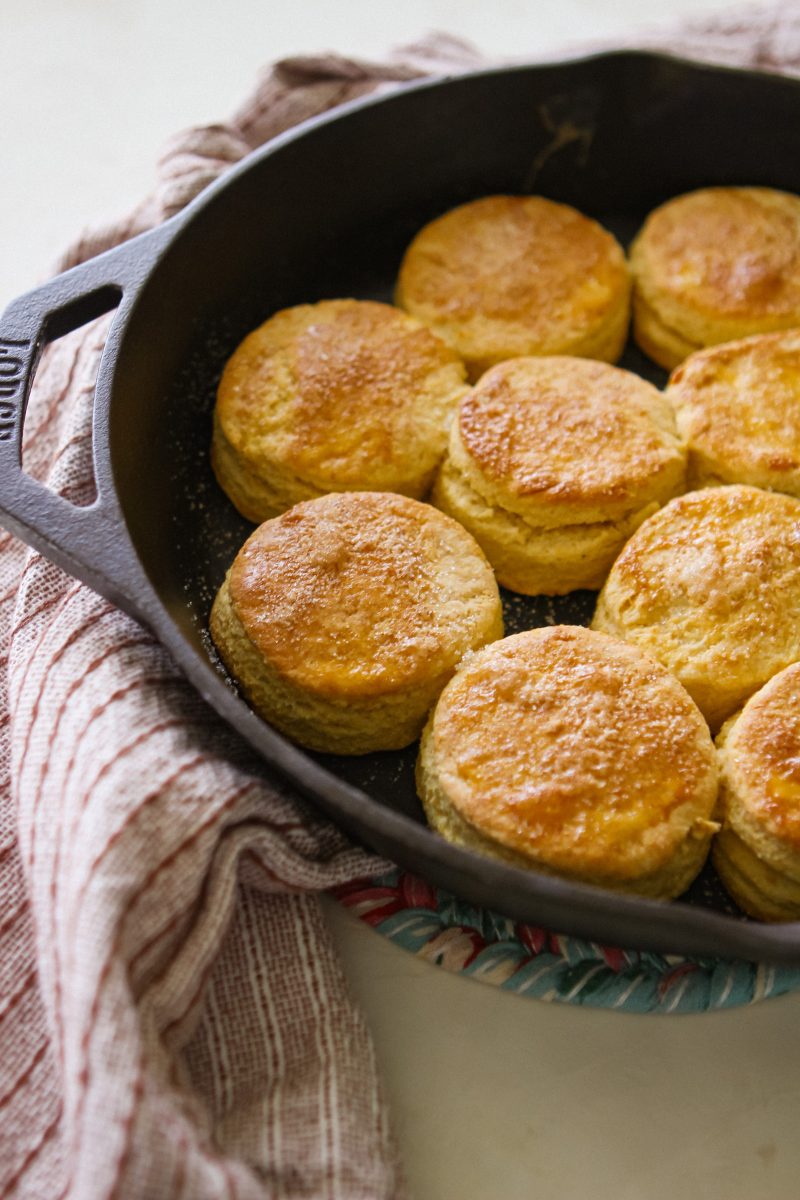 Skillet Cornbread Biscuits With Jam and Cream - Mozie