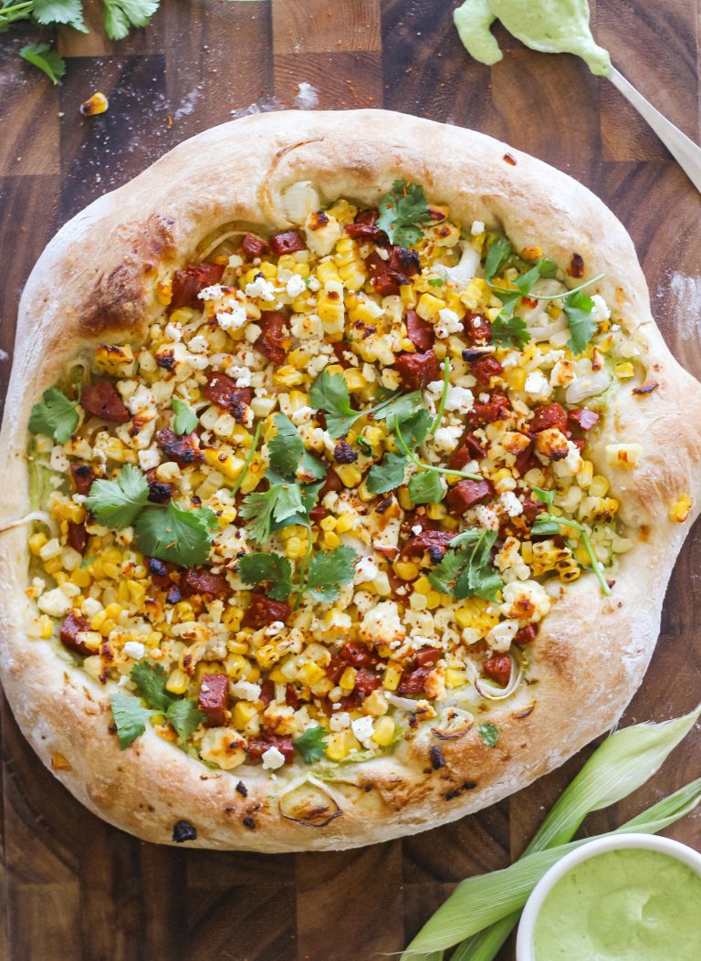Street Corn and Chorizo Pizza with the Best Pre-Made Pizza Crust - Mozie