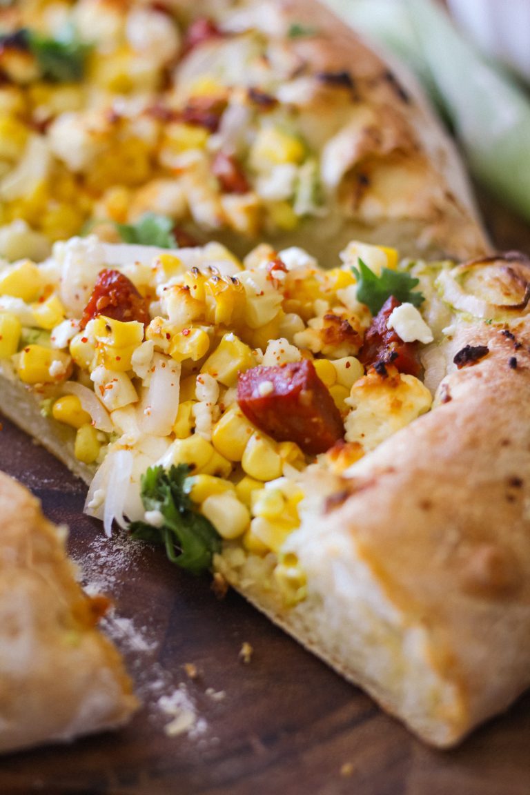 Street Corn and Chorizo Pizza with the Best Pre-Made Pizza Crust - Mozie