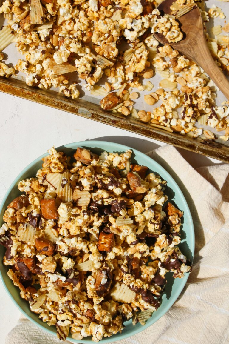 Chocolate Peanut Butter Popcorn Snack Mix - Mozie