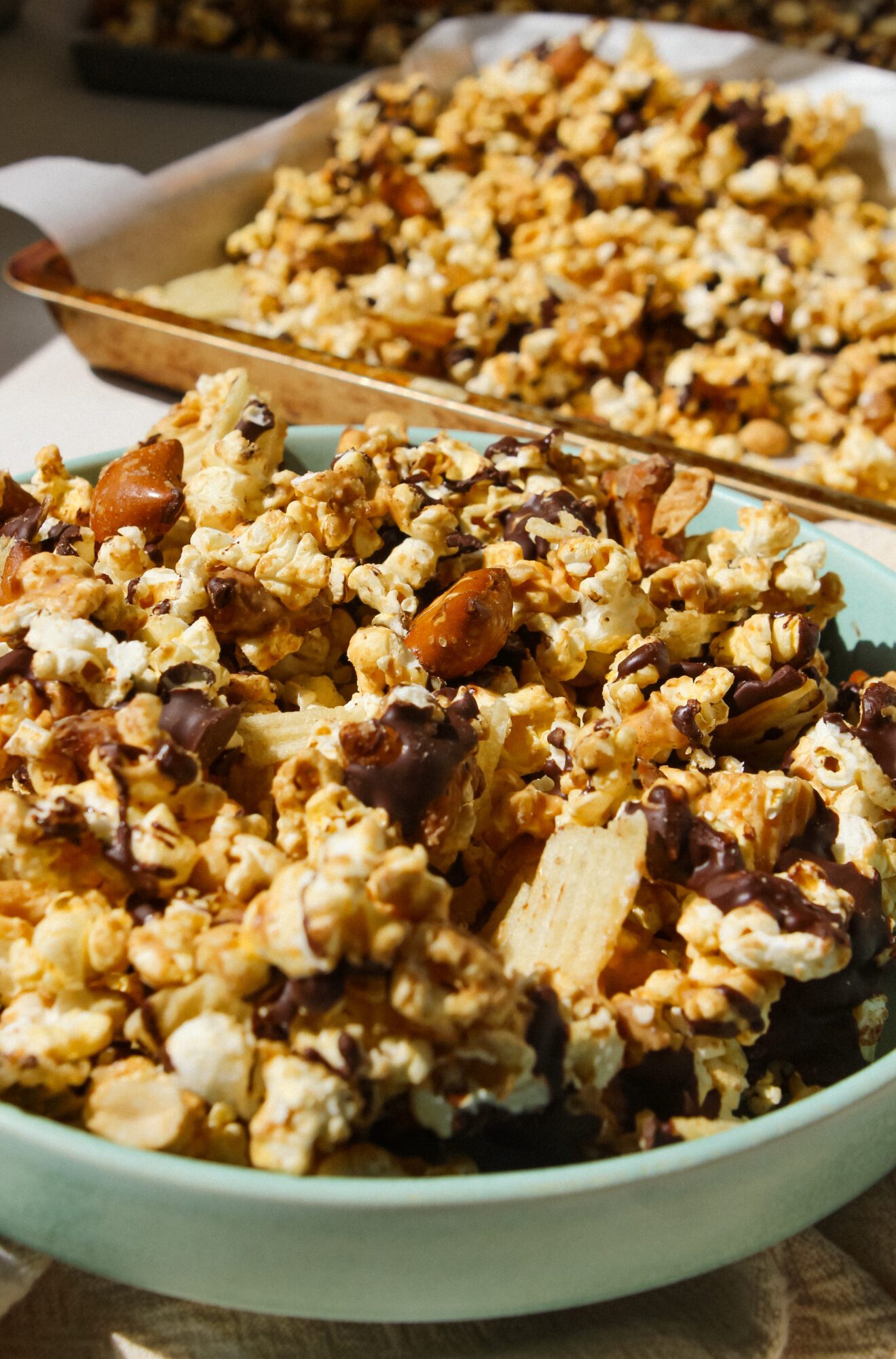 Chocolate Peanut Butter Popcorn Snack Mix - Mozie
