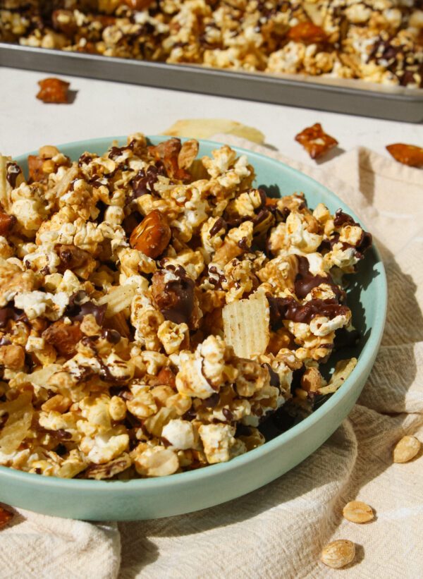 Chocolate Peanut Butter Popcorn Snack Mix - Mozie